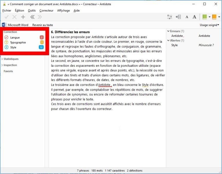 Comment corriger du texte avec Antidote