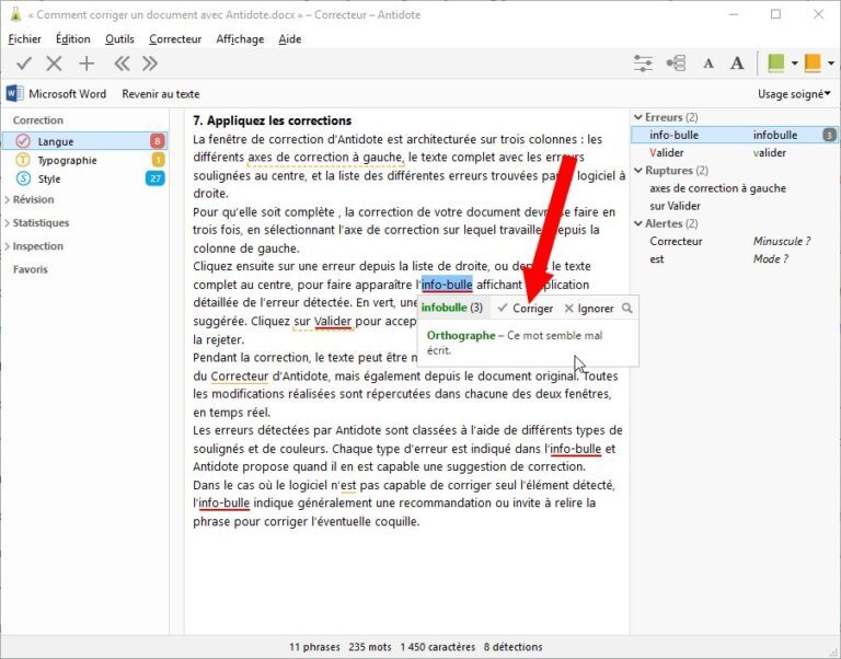Comment corriger du texte avec Antidote