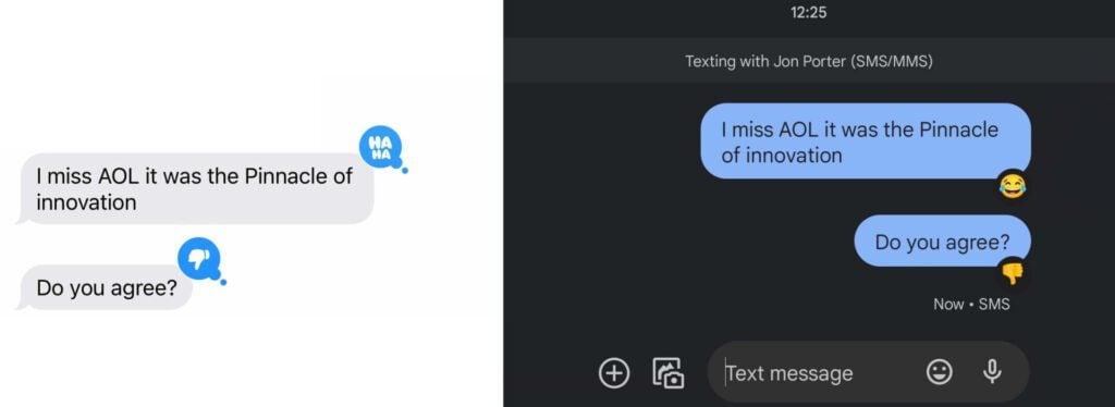 Android : Messages commence à afficher les emojis des réactions d'iOS