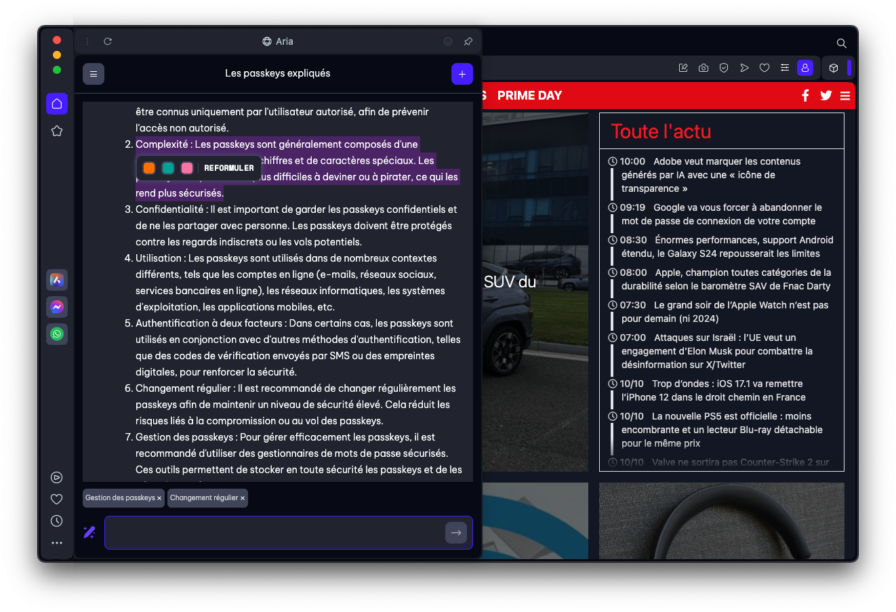 Opera lance de nouveaux outils pour booster Aria, l’IA intégrée à son ...