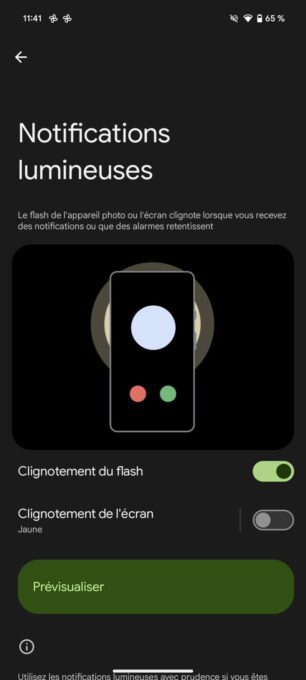 Android 14 : comment activer le flash pour vos notifications