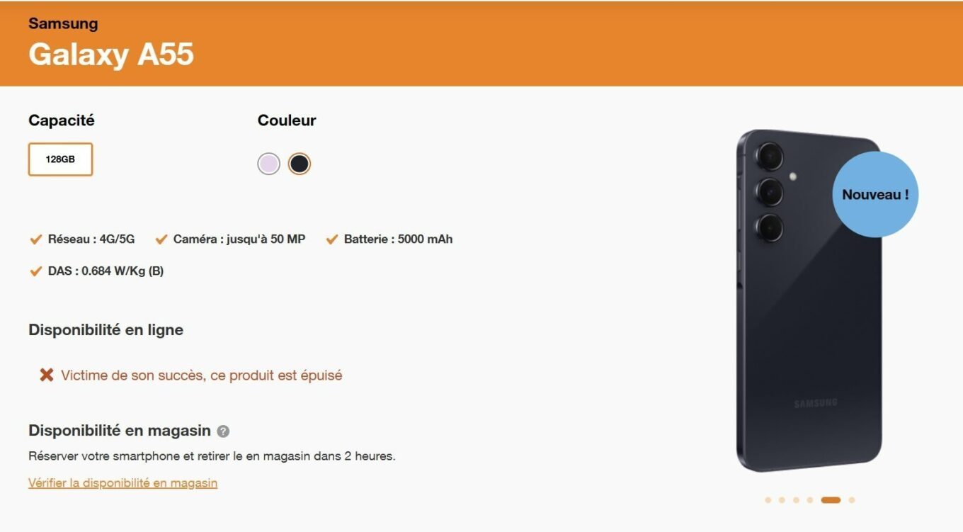 Orange commet une bourde et publie les fiches des Galaxy A55 et A35 ...