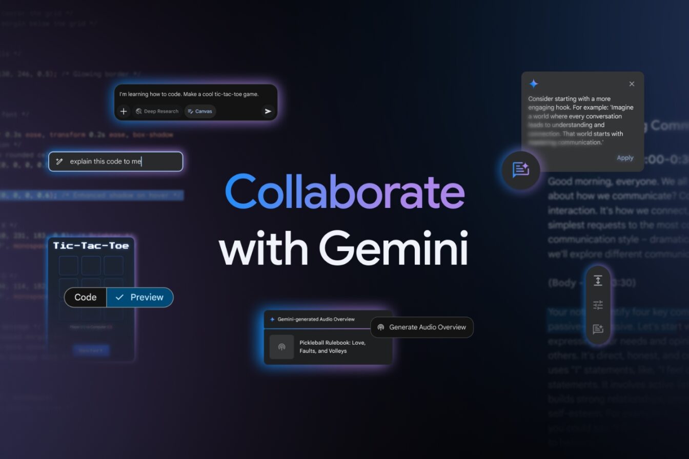 Google Gemini lance Canvas et Audio Overview pour répondre à ChatGPT