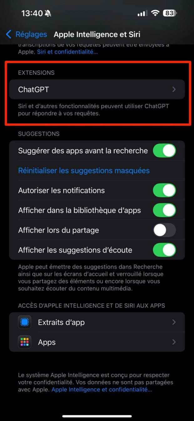 iOS 18.4 : comment utiliser ChatGPT avec Apple Intelligence