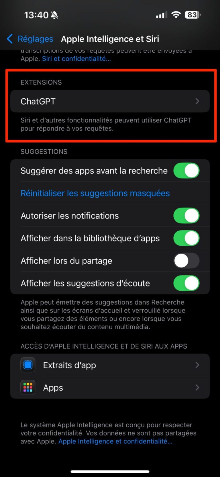 iOS 18.4 : comment utiliser ChatGPT avec Apple Intelligence