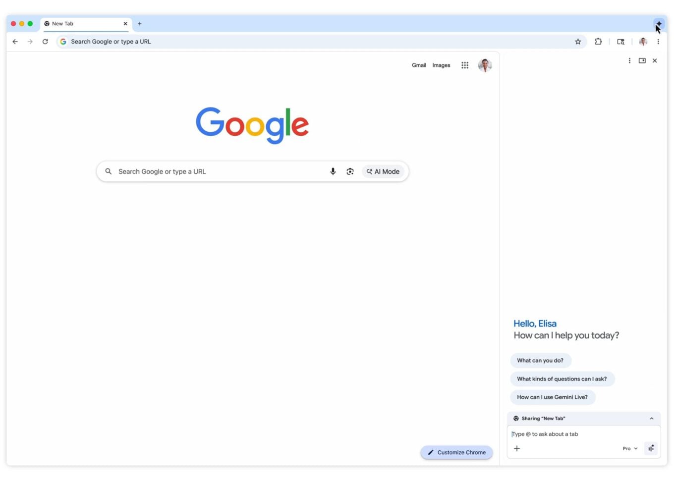 Google Chrome : Gemini parle français mais pas en France