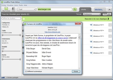 Télécharger LimeWire Pirate Edition pour Windows, Web - Telecharger.com